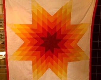 Yellow star quilt | Etsy