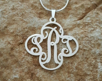 Gold Cross Monogram Necklace Cross Pendant Monogram