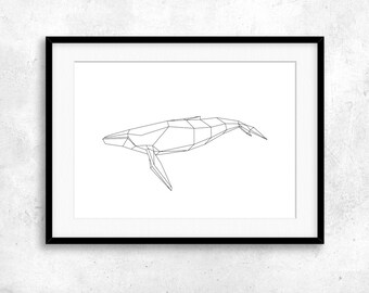 Geometric whale | Etsy