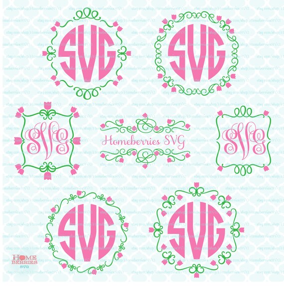 Floral Monogram Frames svg Floral Frames svg Tulip Frames svg