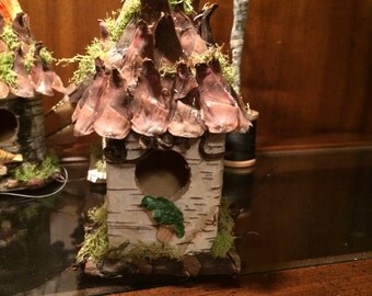 Birdhouse Miniature Birdhouse Whimsical by Smockandstitch on Etsy