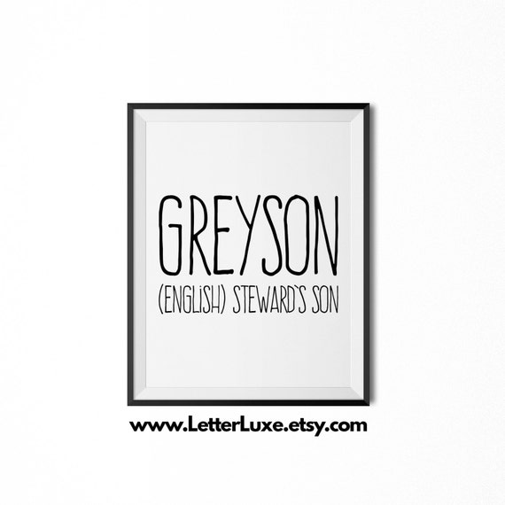 Greyson Printable Kids Gift Name Meaning Art Baby Shower