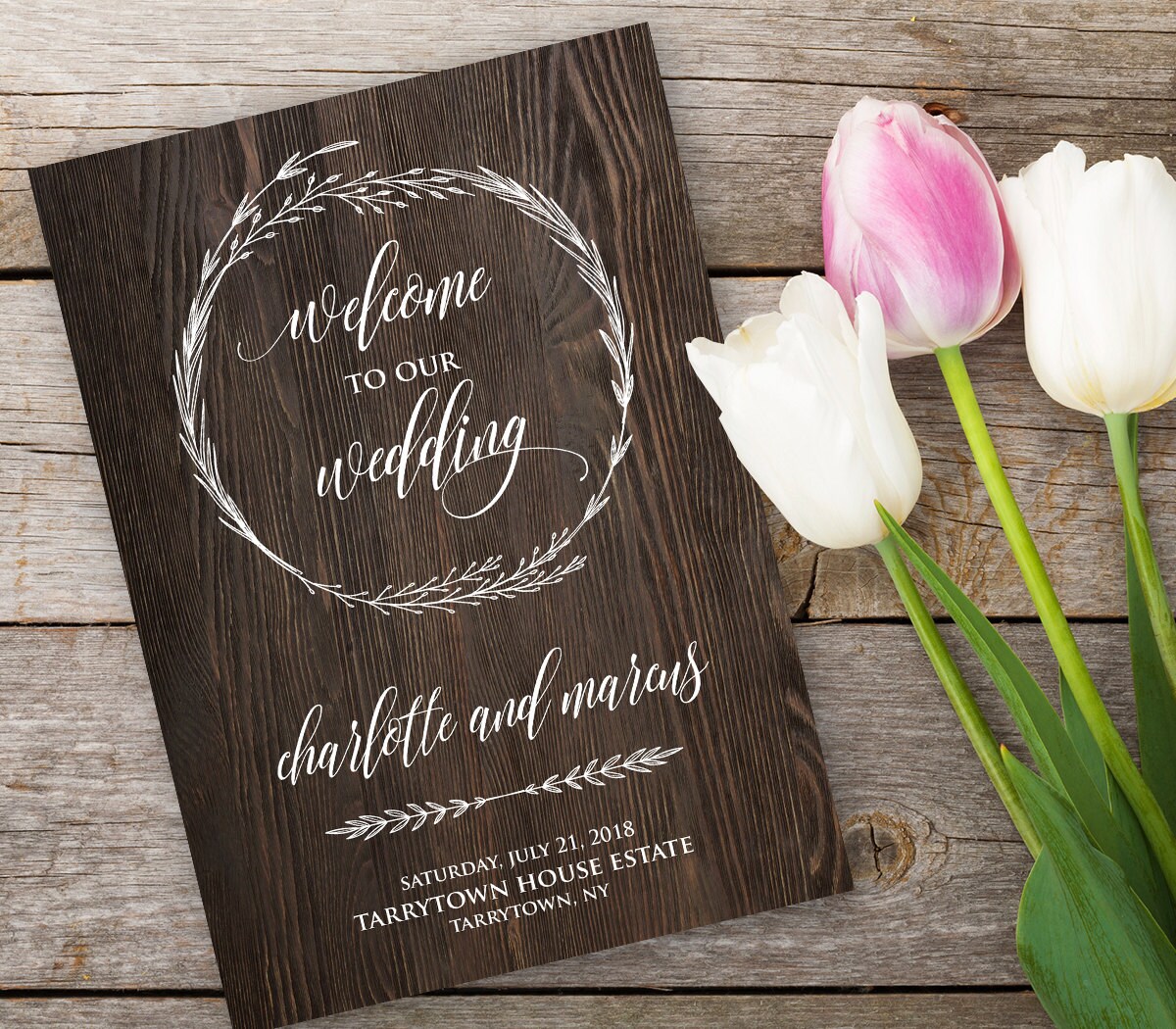 Rustic Wedding Program Template INSTANT DOWNLOAD Printable