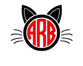 Unique cat monogram decal related items | Etsy