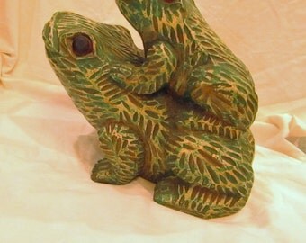 Carved wood frog | Etsy