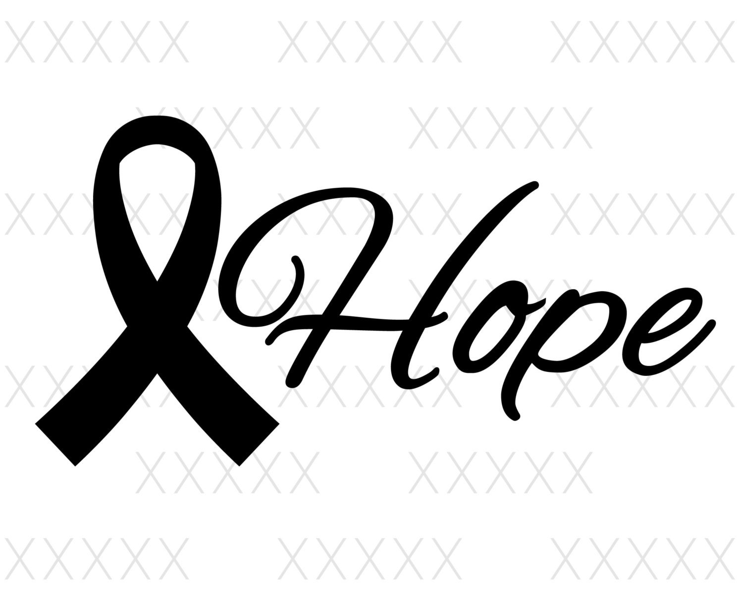 Hope Cancer Ribbon Black Instant download Digital Cutting