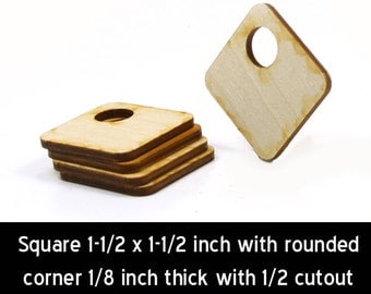 Unfinished Wood Square 1 inch by 1 inch by 1/8 inch thick