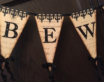 WITCH Banner / Garland. Salem witches witch trials