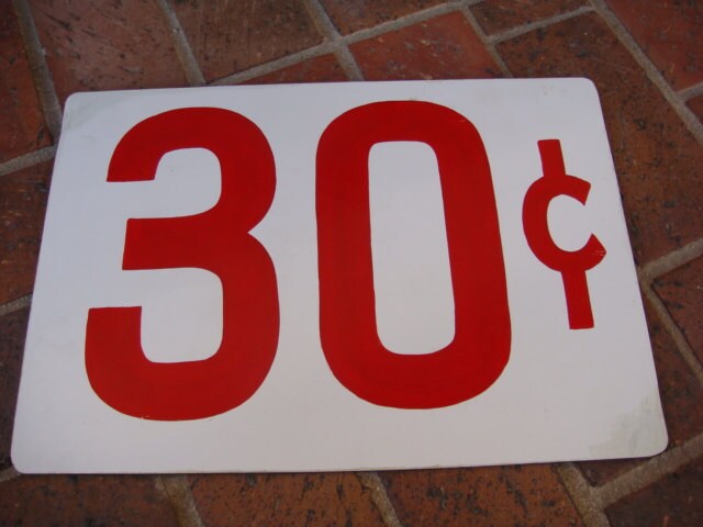 30 Cent Price Tag Sign Primitive Price Sign Large