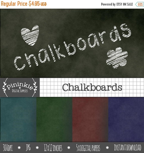 80% OFF SALE Chalkboards Digital Paper INSTANT by Pininkie