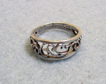 Vintage Sterling Free Form Design By Pass Ring Size 8 by PandPF