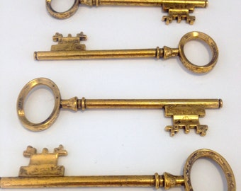Big Keys-Large Skeleton Key-Bronze Key Pendants Gold Skeleton