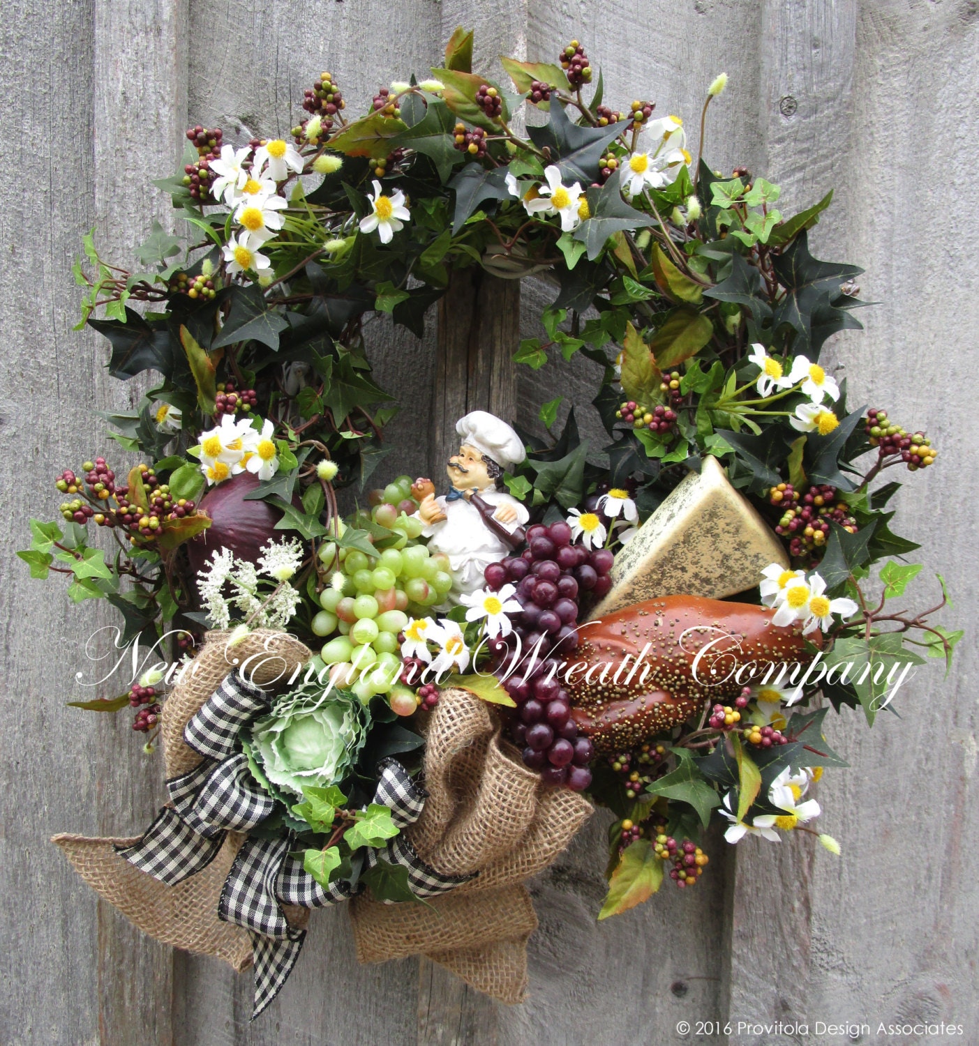 Floral Wreath Kitchen Wreath Italian Chef Wreath Tuscany