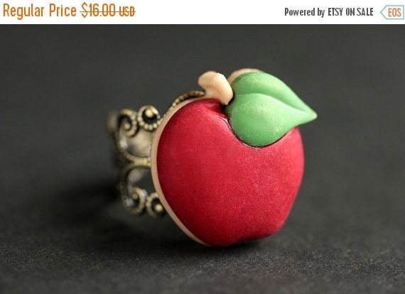 HALLOWEEN SALE Apple Ring. Red Ring. by StumblingOnSainthood