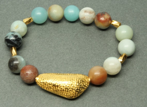 African blue opal gemstone bracelet african beaded bracelet