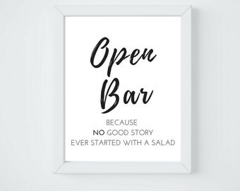 Open bar quote sign | Etsy
