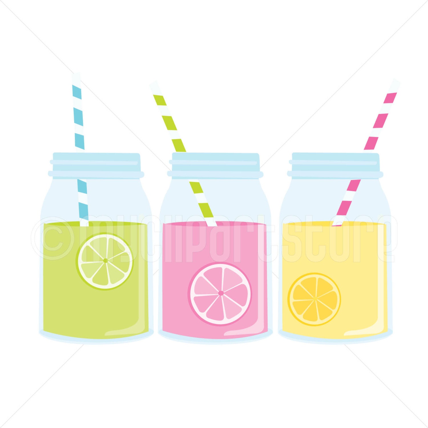 Clipart Lemonade in Mason Jars Clipart Single Clipart