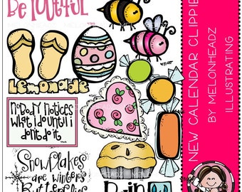 Happy Birthday clip art LINE ART by MelonheadzClipArt on Etsy