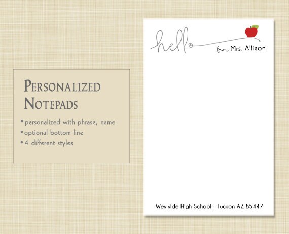 Personalized Teacher Notepad Teacher Notepad Teacher Note