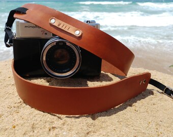 DSLR Camera Strap Leather Camera Strap Fawn by Sandalimshop