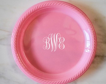 Personalized Monogram Plastic Plates Custom Printed Party