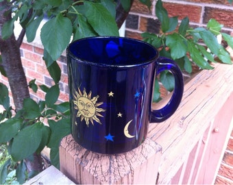 Moon and stars glass | Etsy