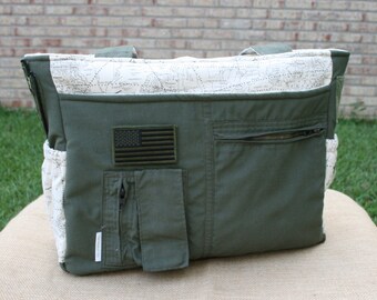 Custom flight suit diaper bags and purses by OurDelightfulChild