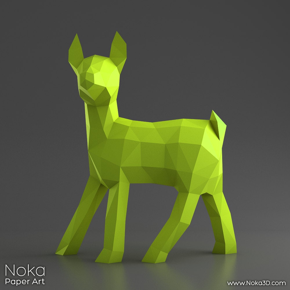 Fawn Deer Cub 3D papercraft model. Downloadable by NokaPaperArt