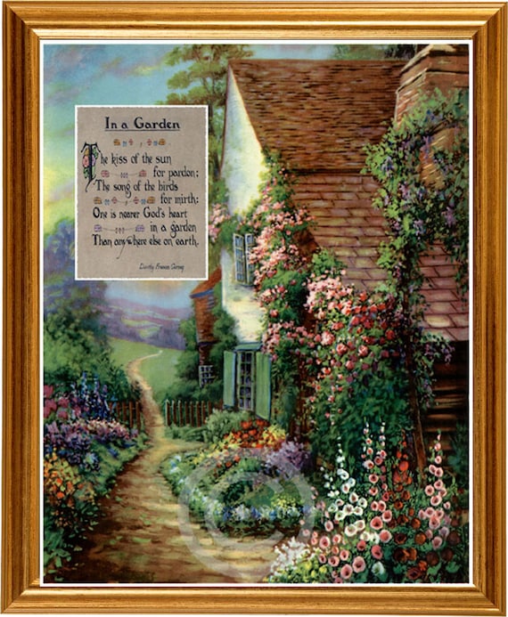 Beautiful Cottage Garden Print Motto Quote Saying In A