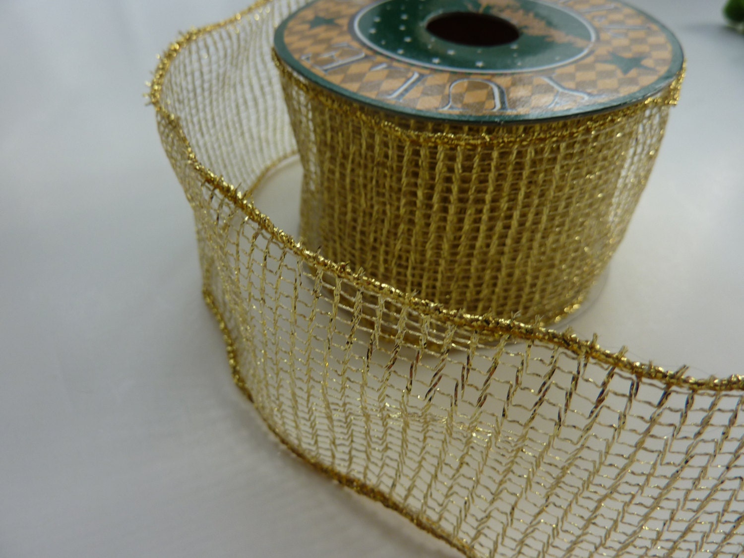 Gold Metallic Mesh Wired Ribbon Trim 2 x 4 yards by OneThings