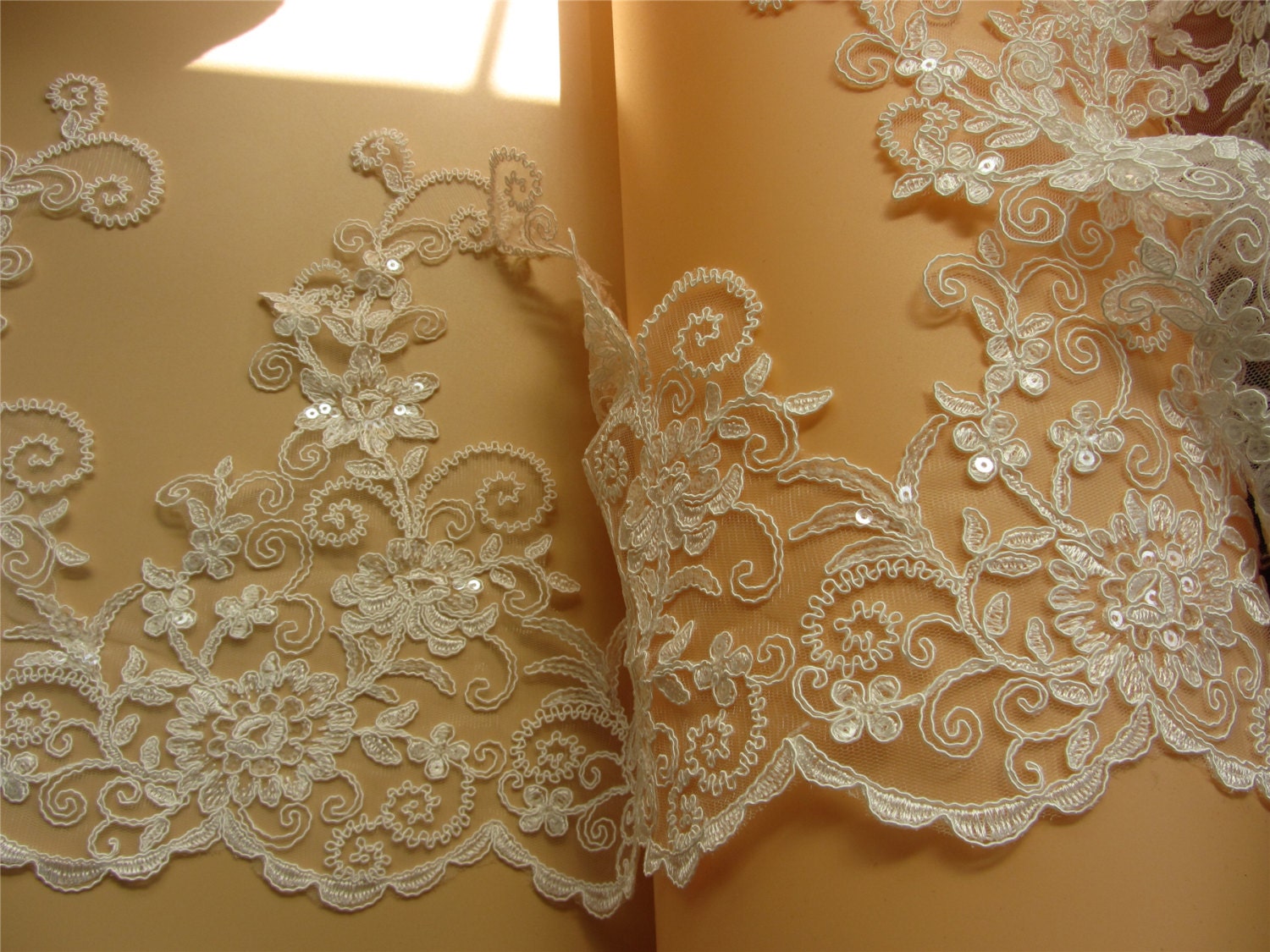 Bridal Veil Dress Supply Off White Alencon Lace Trim Wedding