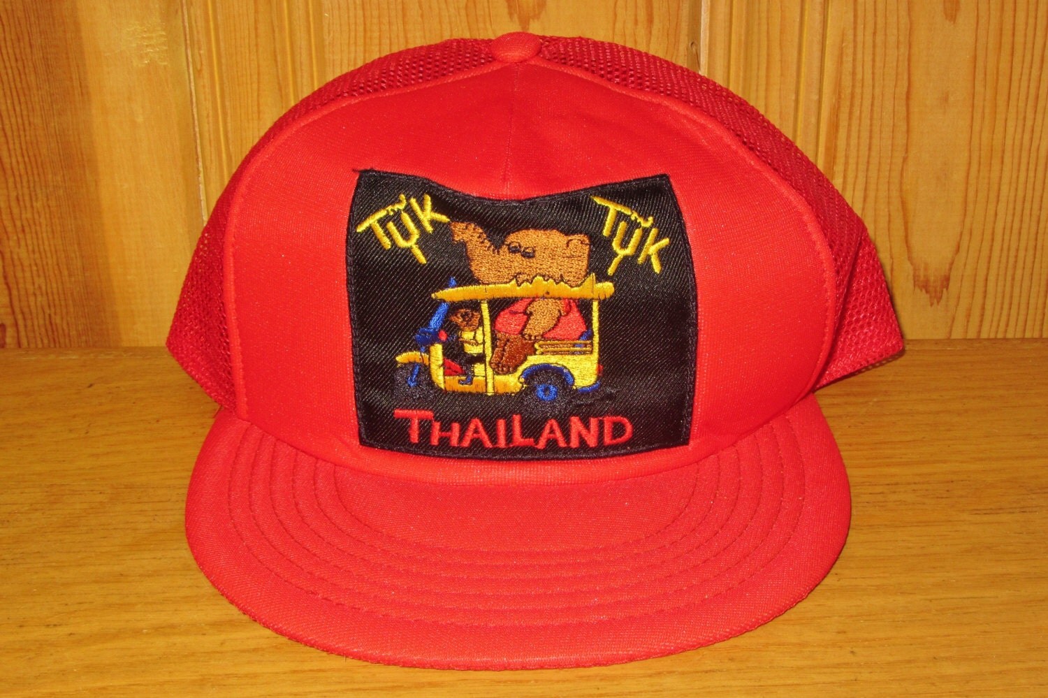TUK TUK Thailand Taxi Elephant Vintage 80s Red Mesh Trucker Snapback ...