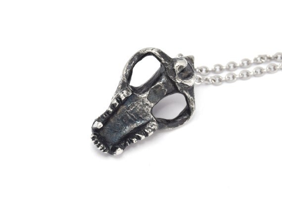Hyena Skull Necklace Carnivore Animal Head Pendant Jewelry in