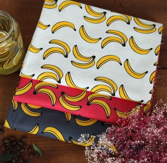 Banana Pattern Cotton Fabric 144294 3 Colors Selection