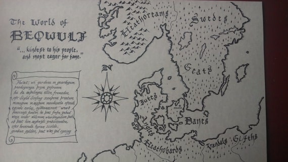 Beowulf map hand-drawn