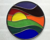Unique stained glass sunset related items | Etsy