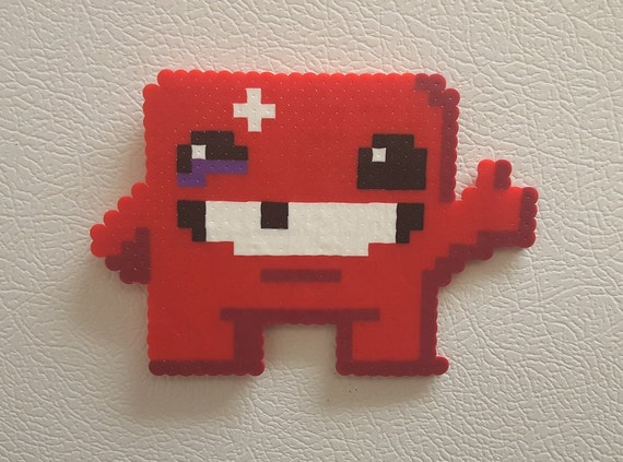 Super Meat Boy Perler Bead Pixel Art 8 bit Meat Boy by PerlPop