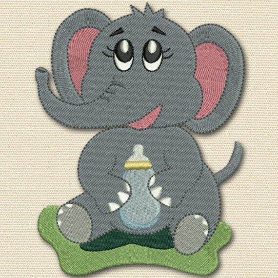Jungle Babies Baby Elephant Machine by LilysEmbroidery on Etsy