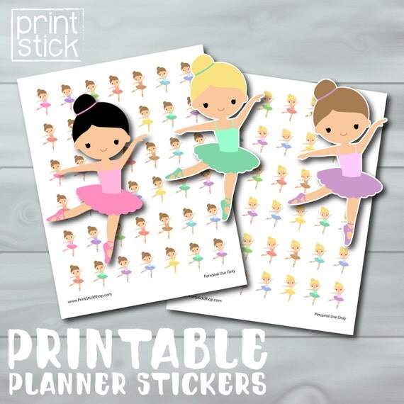 Cute Ballerinas Ballet Planner Stickers PRINTABLE JPG Fits