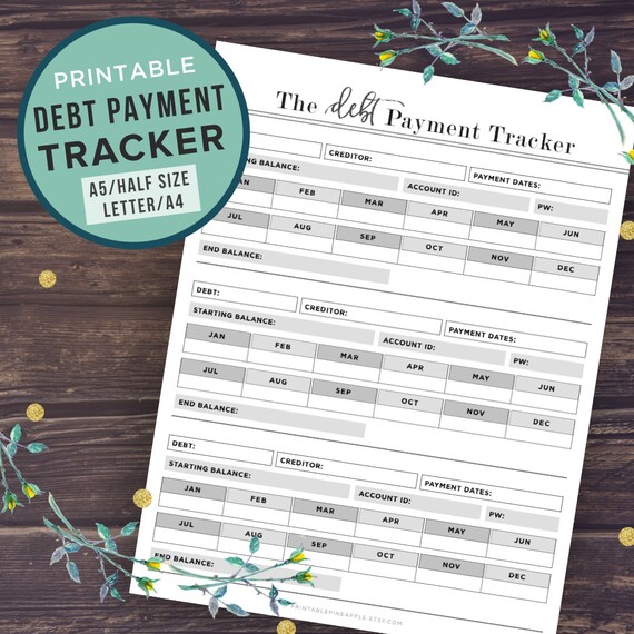 Debt Tracker Printable Debt Snowball Finance Planner
