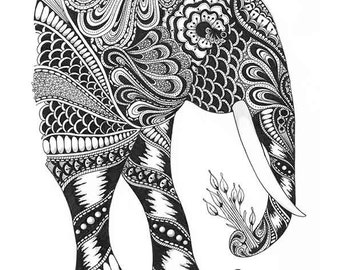 Zentangle elephant | Etsy