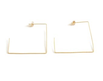 14k Gold 6mm Bar Ear Hugger Earring Solid Sterling Silver Gold