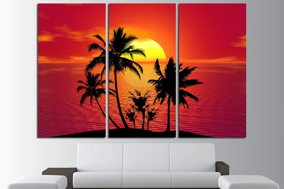 Tropical Large Wall Art Canvas Print Island by RainbowArtStore