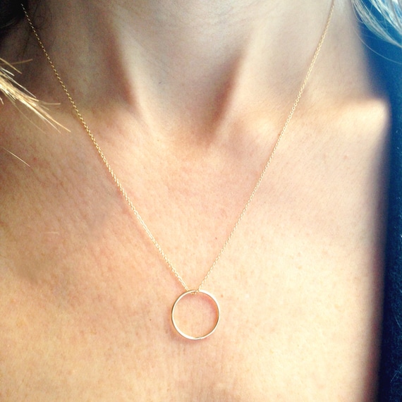 Gold Circle Necklace 14k Gold Filled Simple Gold Necklace