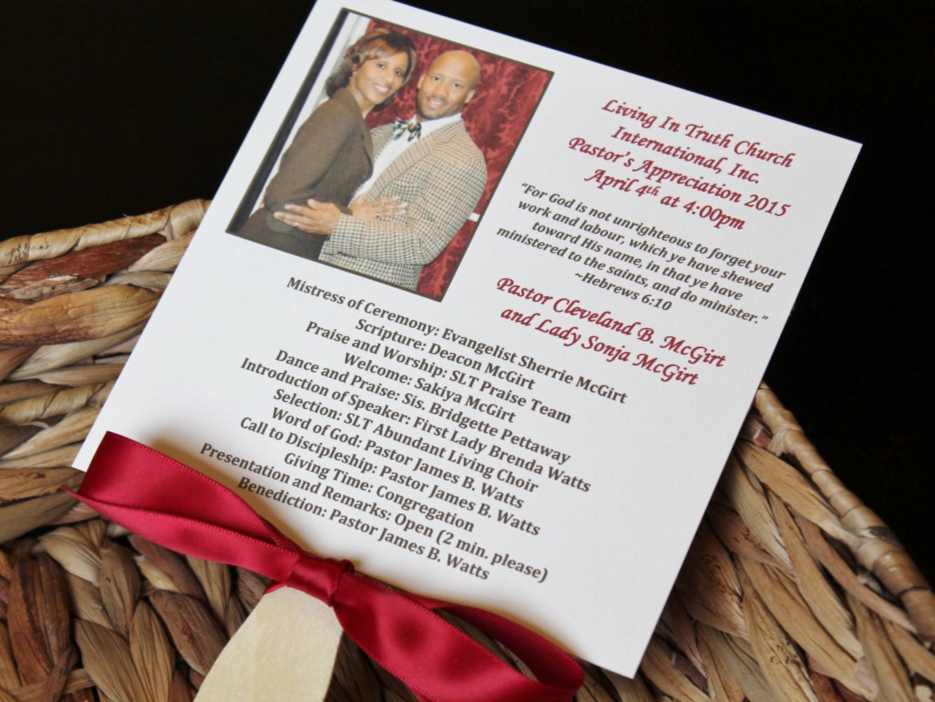 Pastor Appreciation Photo Fan Program Printed Fully Pastor Appreciation Photo Fan Program Printed Fully