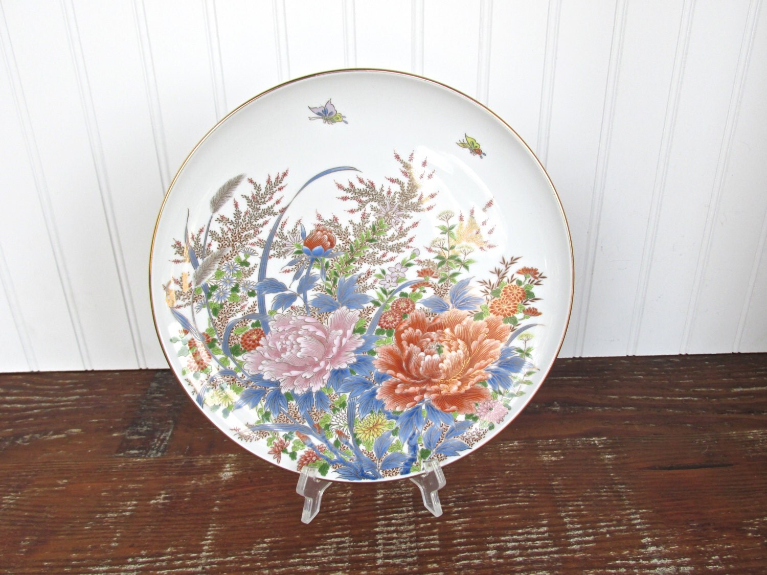 Vintage Japanese Hand Painted Decorative Plate With Floral And ...