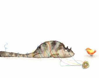 Cat with yarn | Etsy