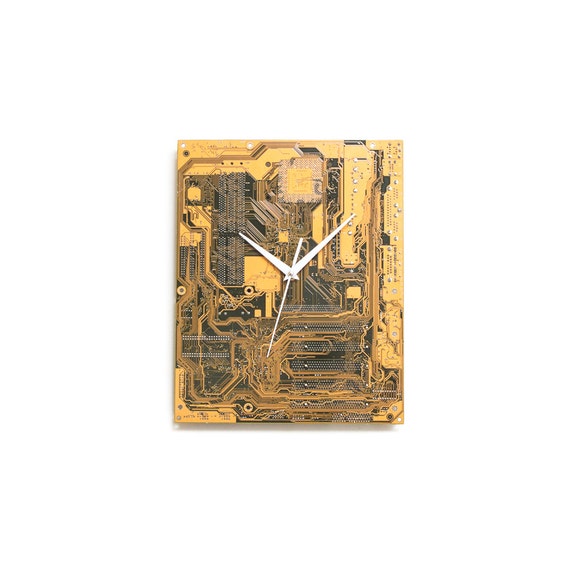 Circuit Board Clock Dark Yellow Large Wall Clock by ClockLight