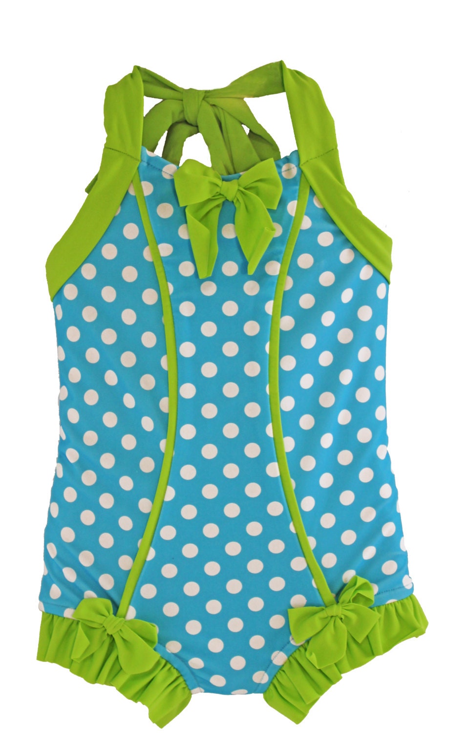 Rebel Belle Swimsuit In Turquoise Dot Lime Green Ss16