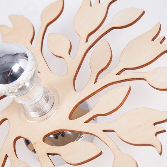 Modern Novelty Mini Wooden Flower Shadow Ceiling Lamp Flush